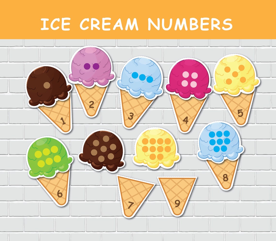 Ice Cream Numbers Matching Activity. Toddlers Sort and Match Game. Math ...