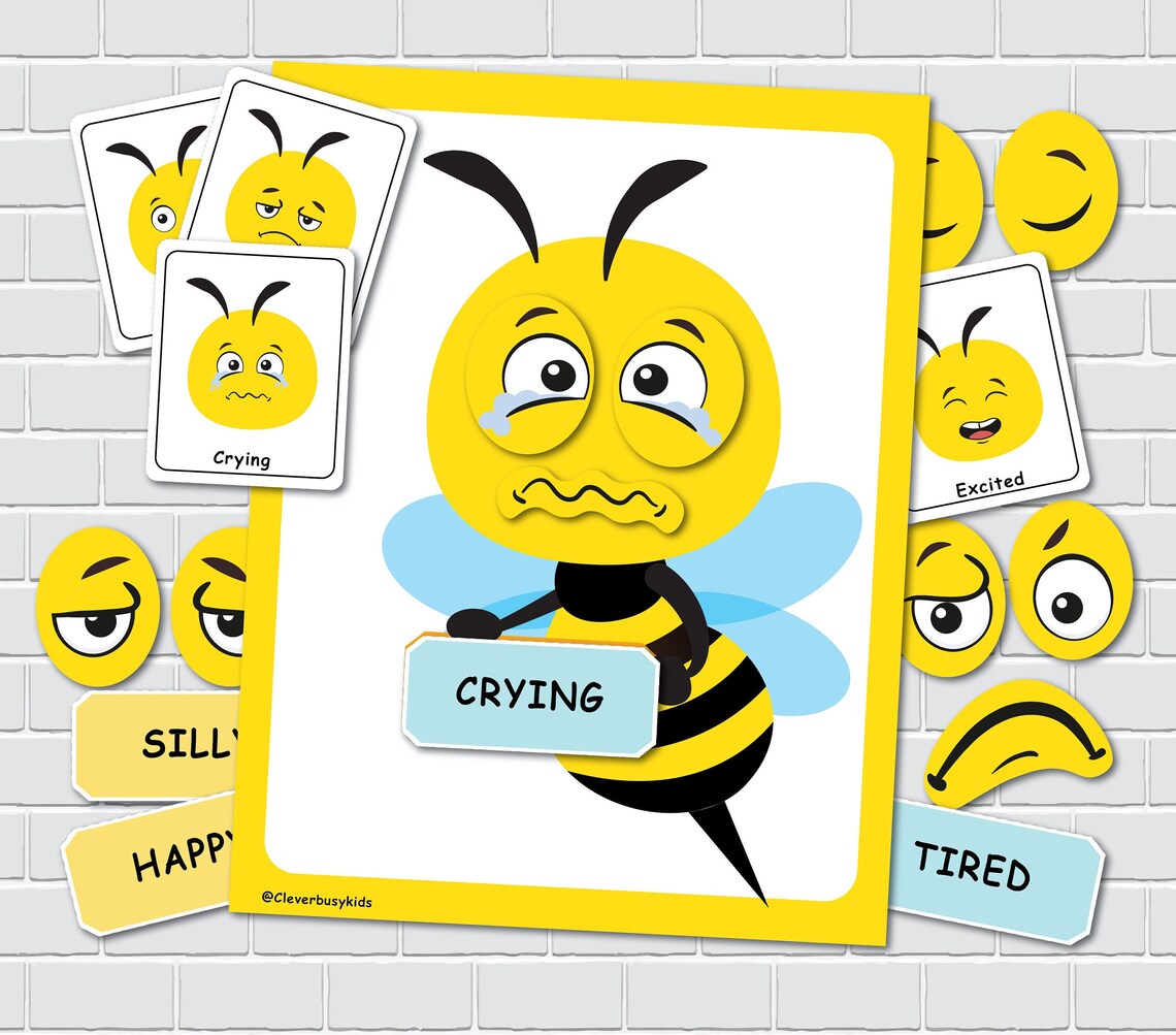 Bee Emotions and Feelings Matching Game Printable Activity - Etsy