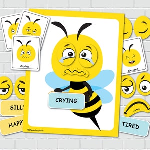 Bee Emotions and Feelings Matching Game, Printable Activity for Kids ...