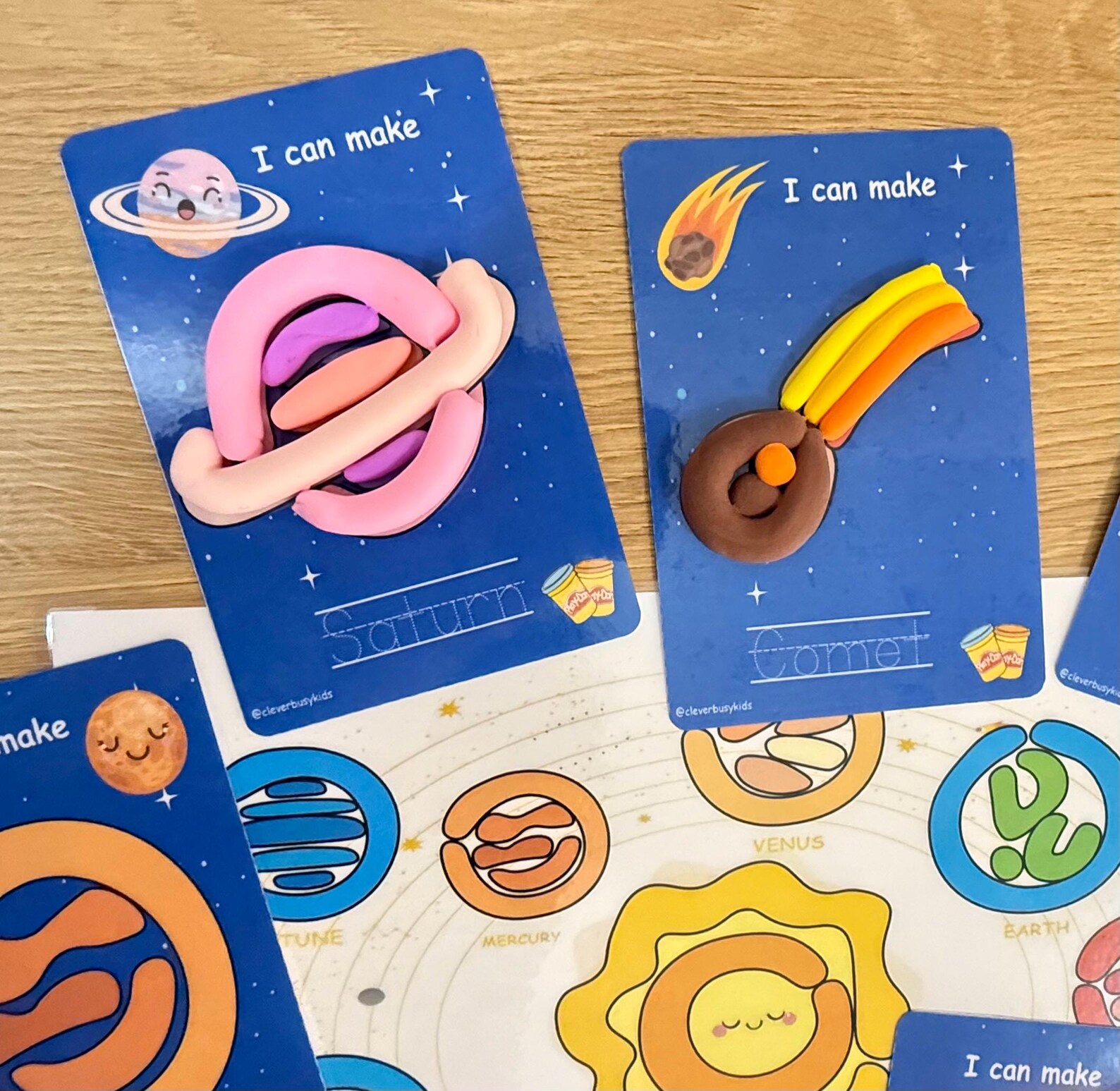 Planets Play Doh Mats, Space Theme Visual Cards, Printable Play Dough ...