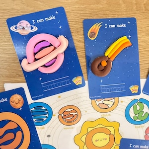 Planets Play Doh Mats, Space Theme Visual Cards, Printable Play Dough ...