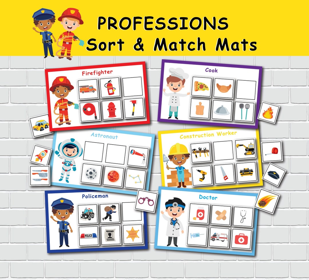 Community Helpers Preschool Sorting Mats. Professions Printable ...