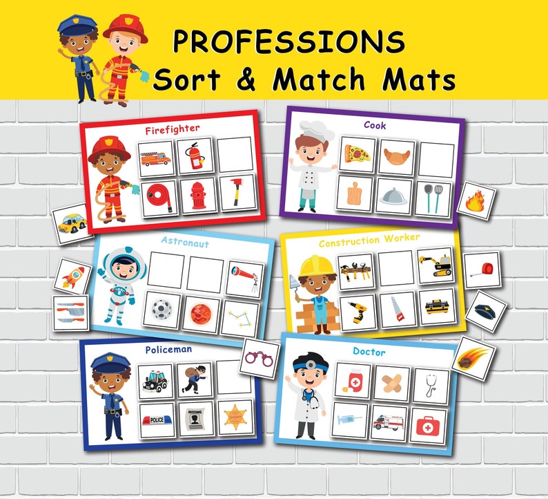 Community Helpers Preschool Sorting Mats. Professions - Etsy