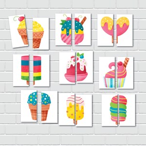 Ice Cream Matching Game, Symmetry Cards, Toddler Matching Activity ...