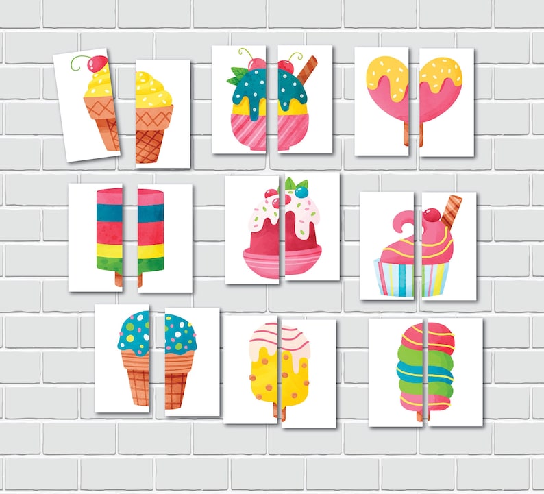 Ice Cream Matching Game Symmetry Cards Toddler Matching - Etsy