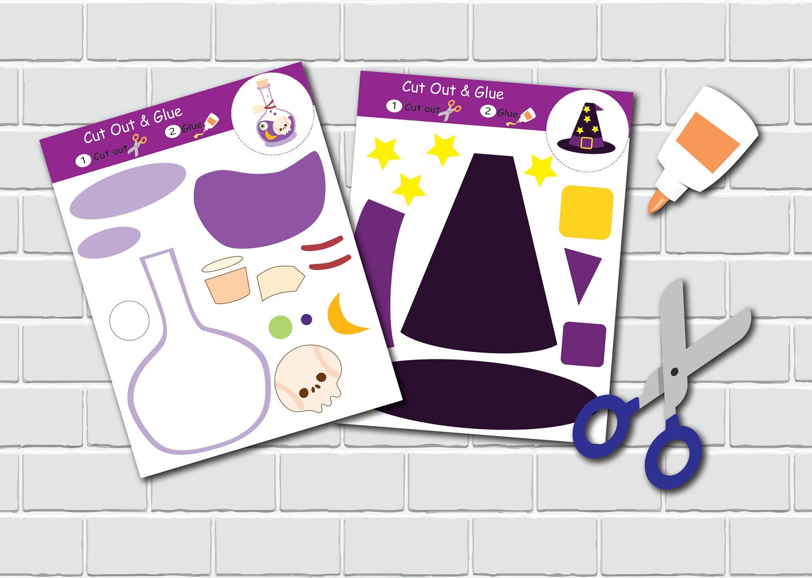 Halloween Cut Out and Glue Activity for Kids. Preschool - Etsy