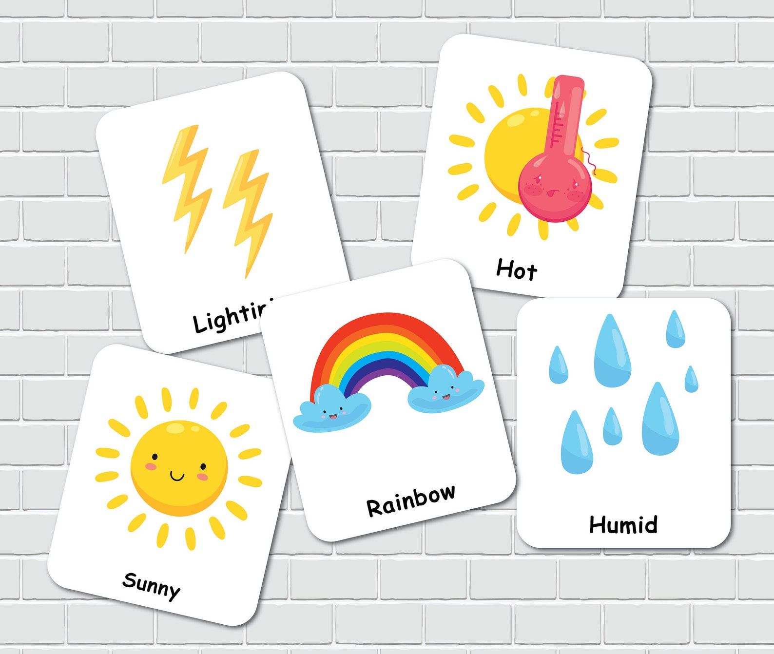 Weather Three Part Flash Cards, Toddler Educational Flashcards ...
