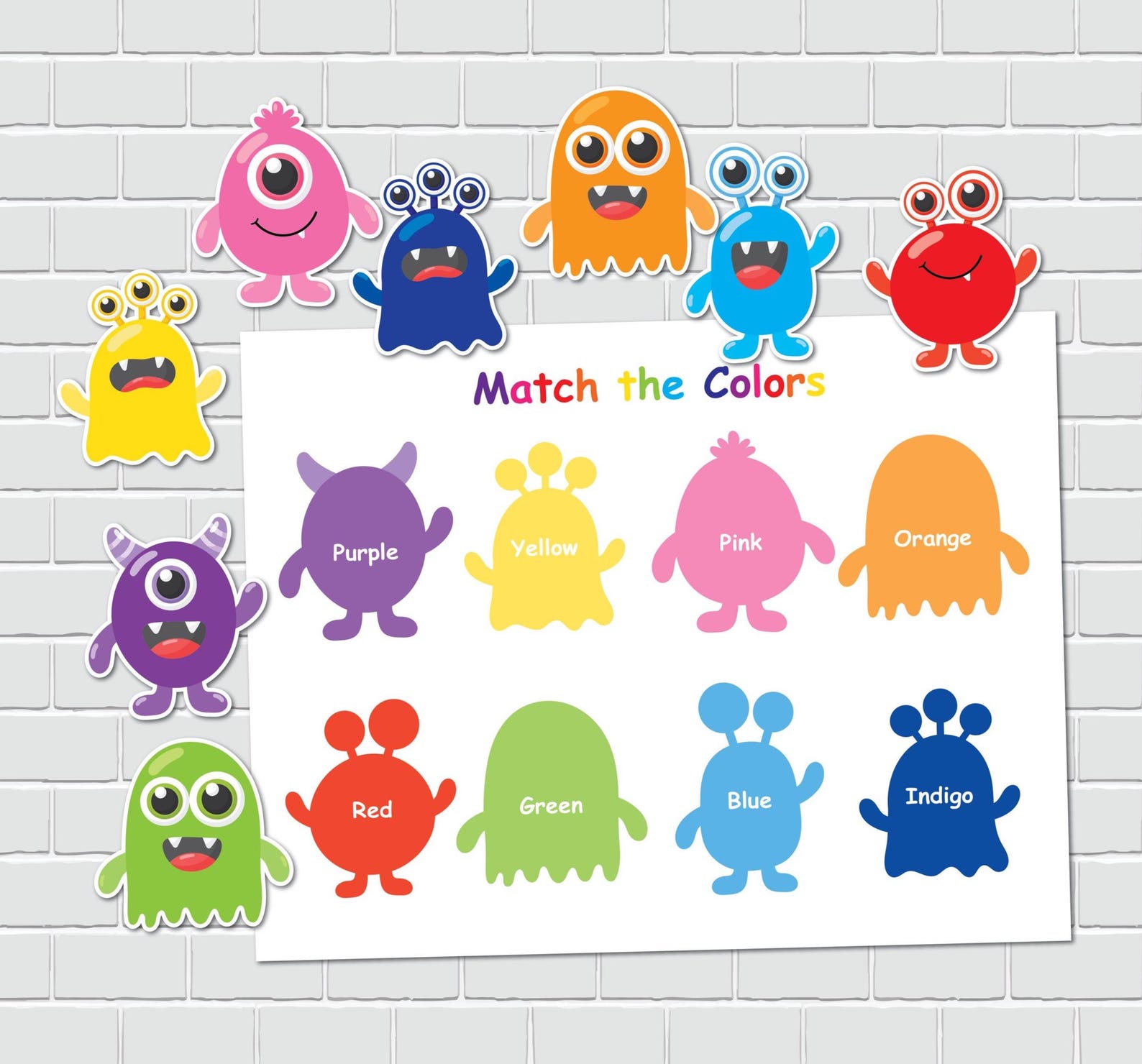 Monsters Color Matching Activity for Kids, Toddler Color Printables - Etsy