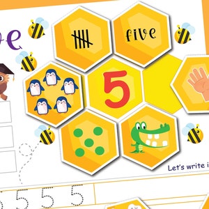 Numbers Matching Activity, Math Busy Book Pages, Preschool Learning ...