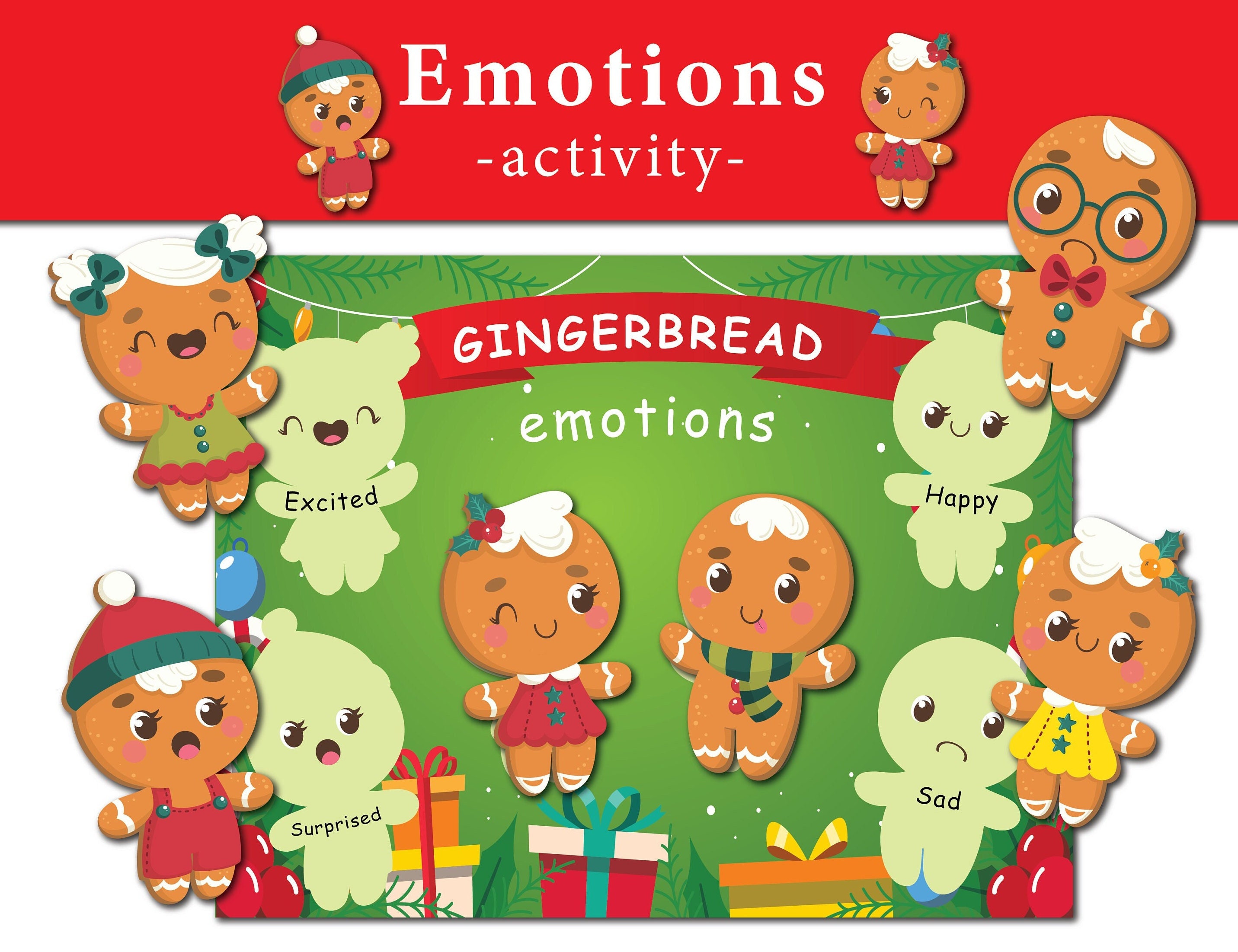 Gingerbread Emotions Printable Activity for Toddler (Download Now) - Etsy