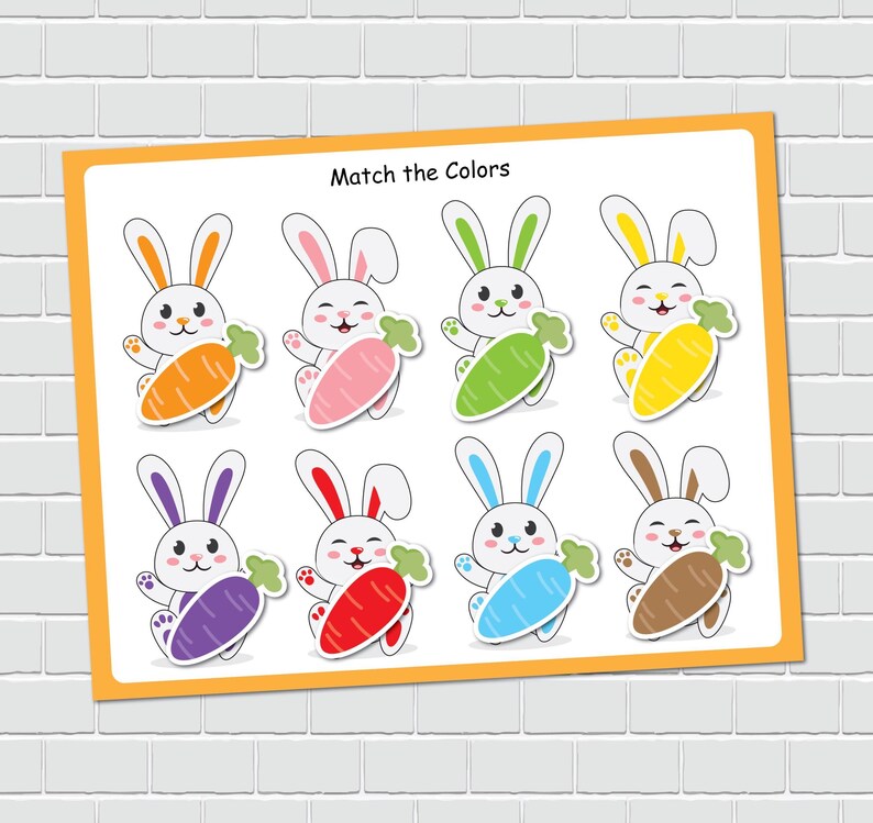 Bunny Color Matching Activity for Kids, Toddler Color Printables - Etsy