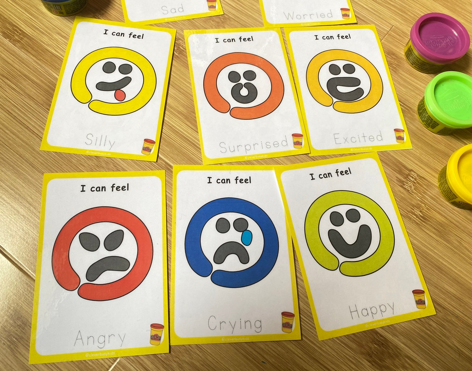 Emotions Play Doh Mats Activity, Printable Play Dough, Montessori Play ...