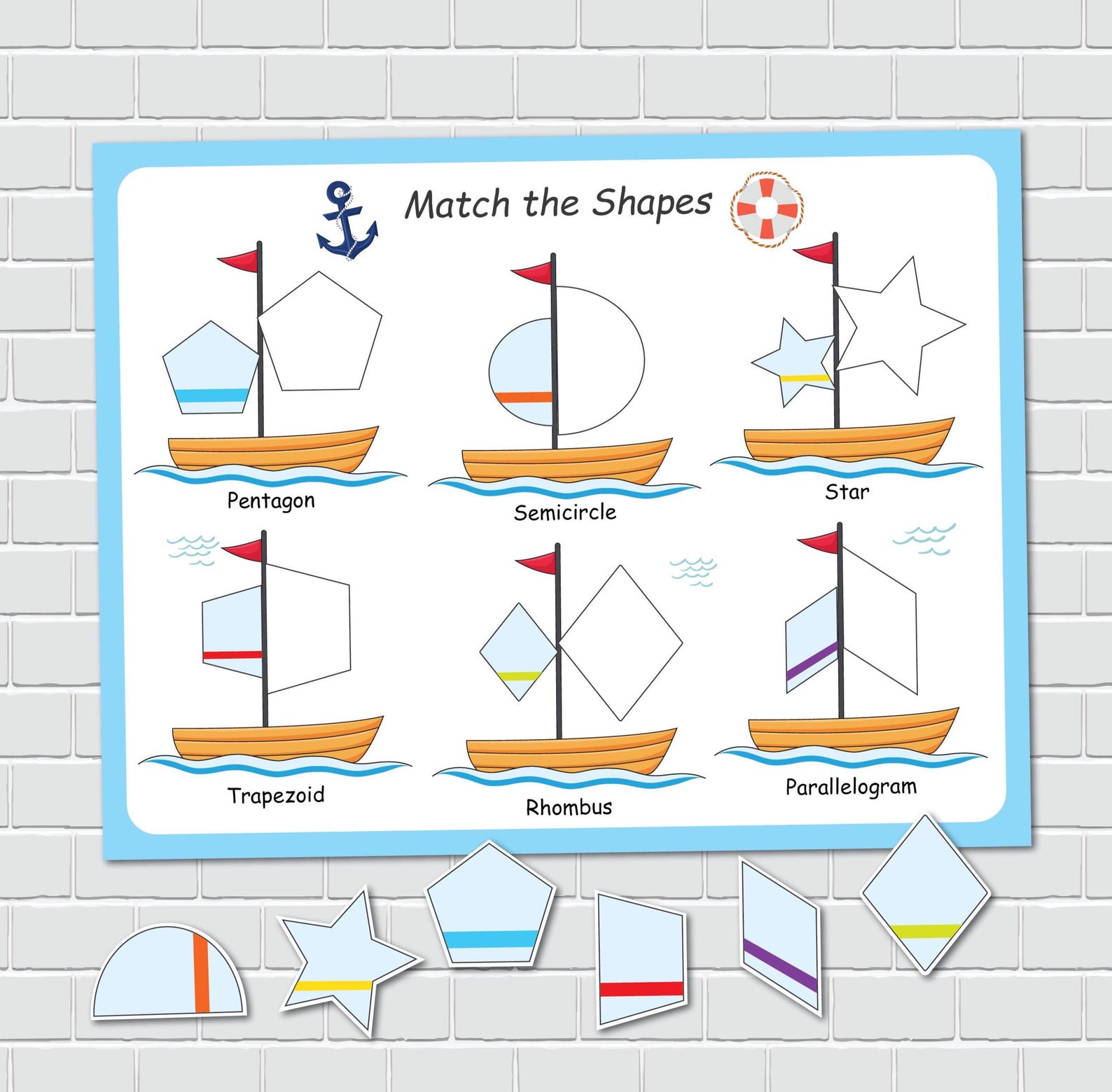 Boat Shapes Matching Activity: Preschool Learning (digital Download) - Etsy