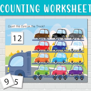 Toddler Busy Book Page Car Theme Activity Preschool Counting Worksheets ...