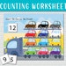 Toddler Busy Book Page Car Theme Activity Preschool Counting Worksheets ...