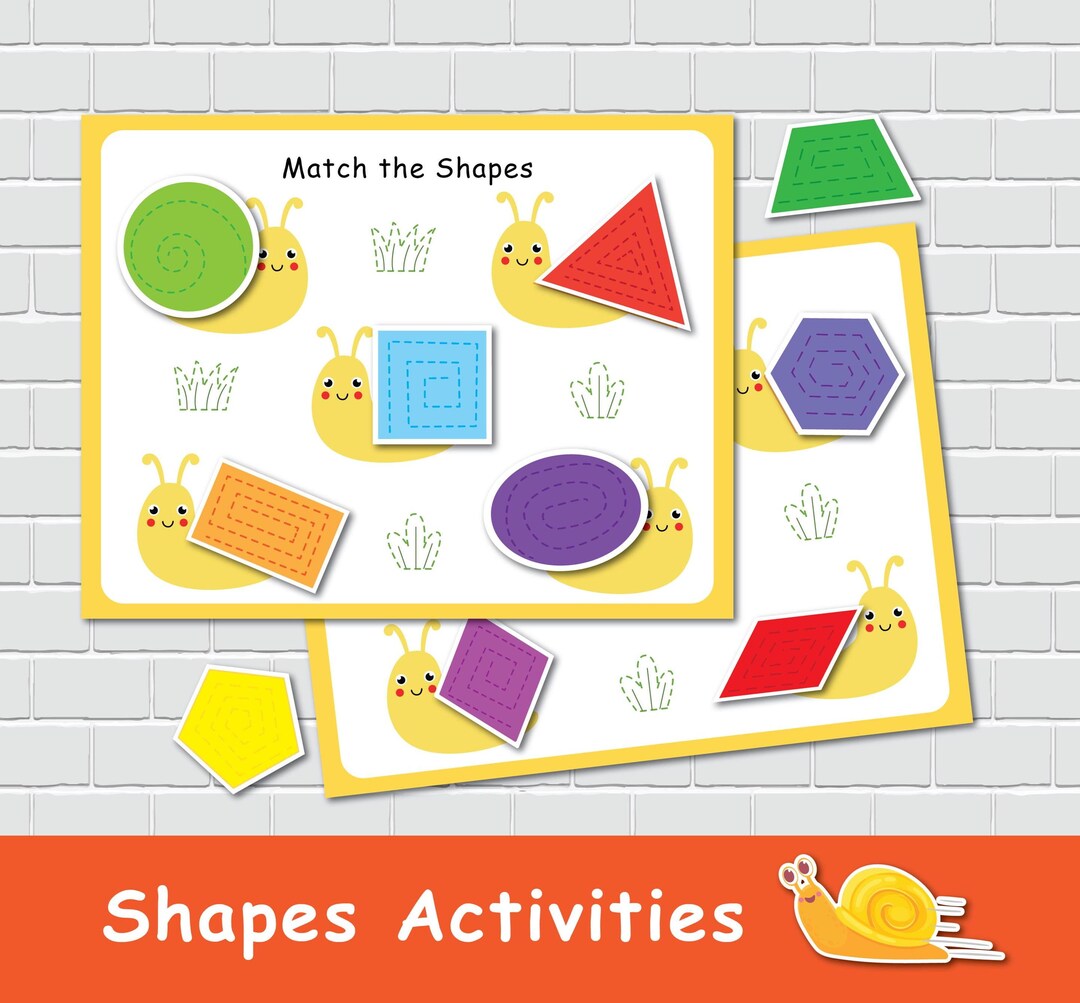 Snails Shape Matching Activity, 2D Shapes, Summer Busy Book Page, File ...