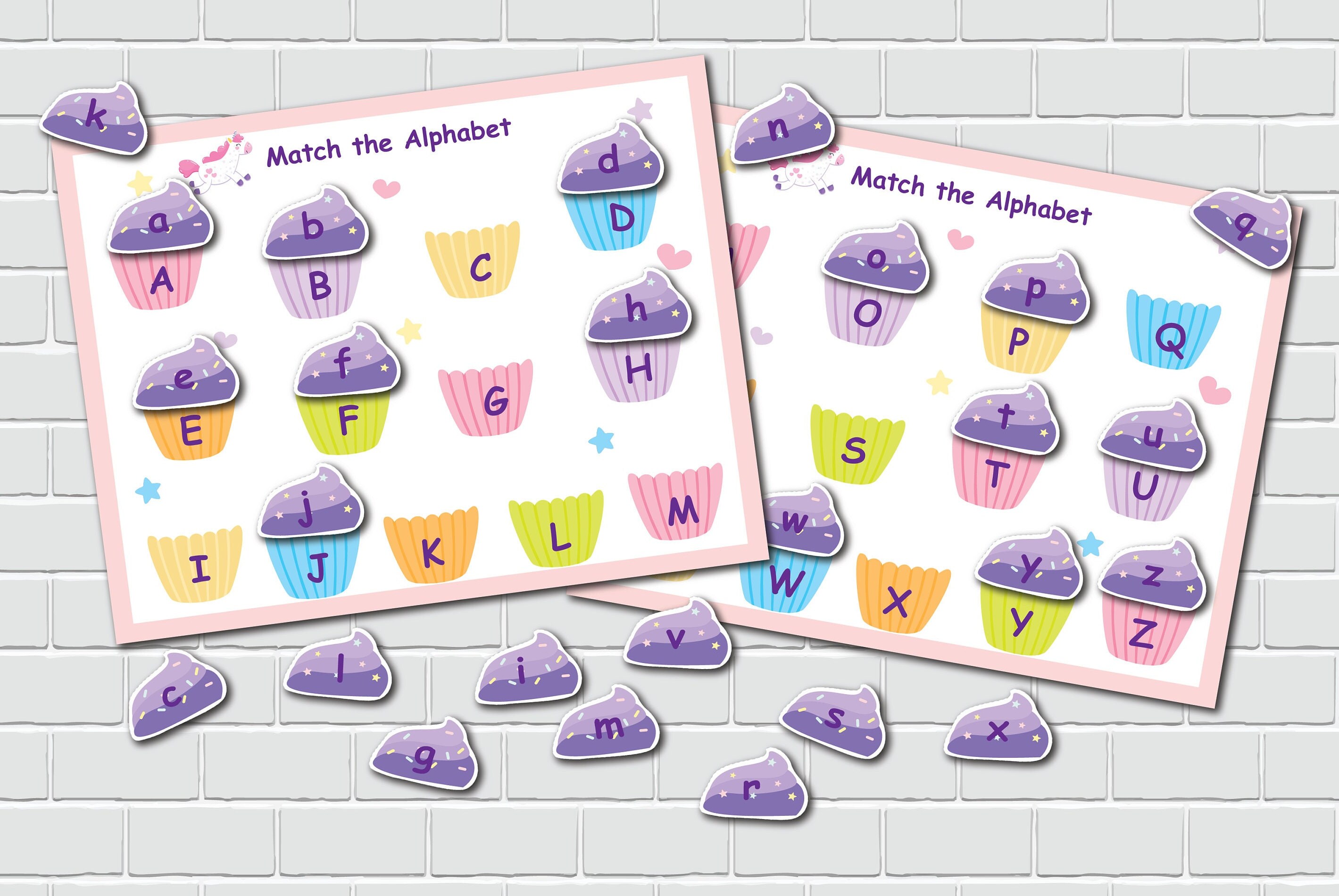 Cupcake Alphabet Matching Printable Activity. Toddler ABC - Etsy