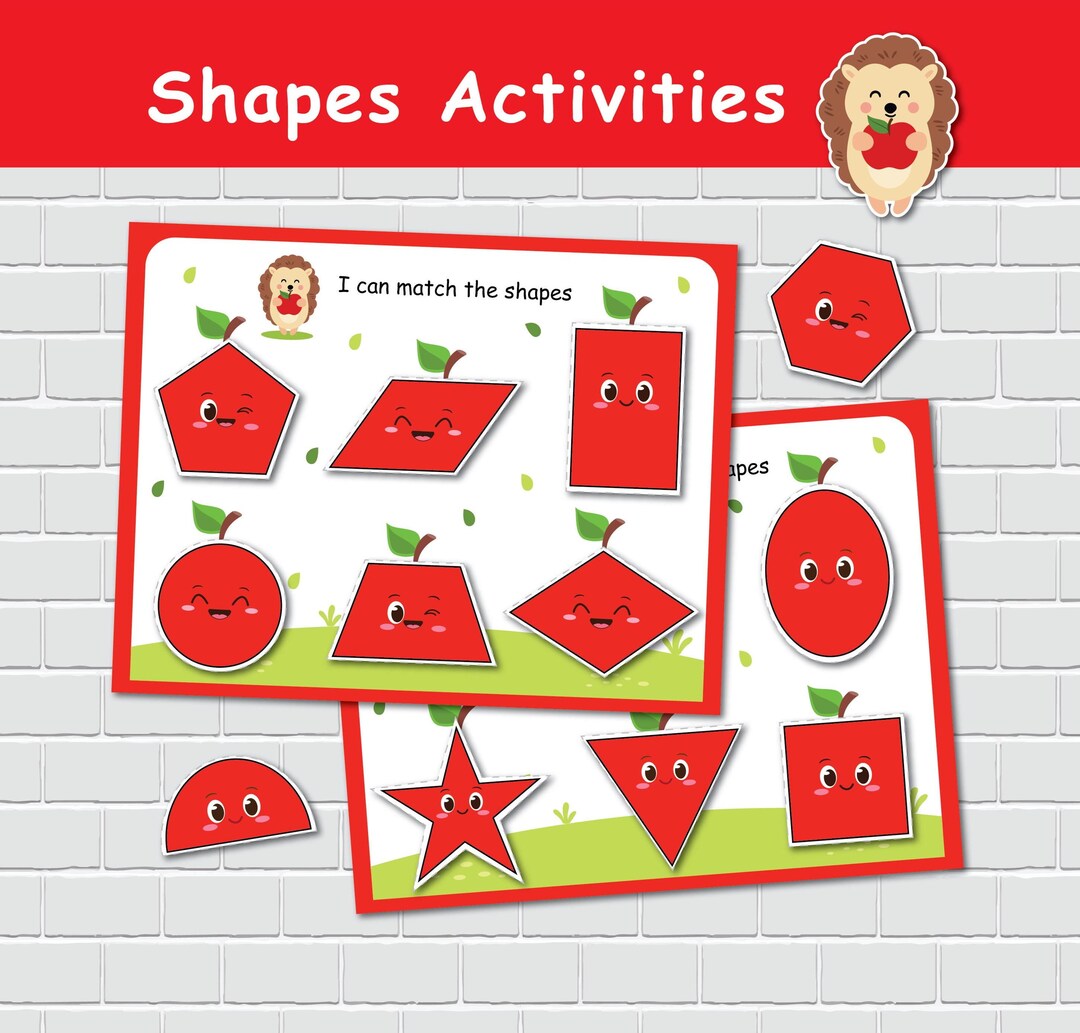 Apple Shapes Matching Actvity for Kids. Toddlers Sort and Match Game ...
