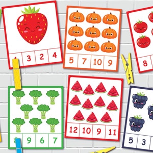 Clip and Count Cards 1-20, Toddler Counting Activity, Preschool ...