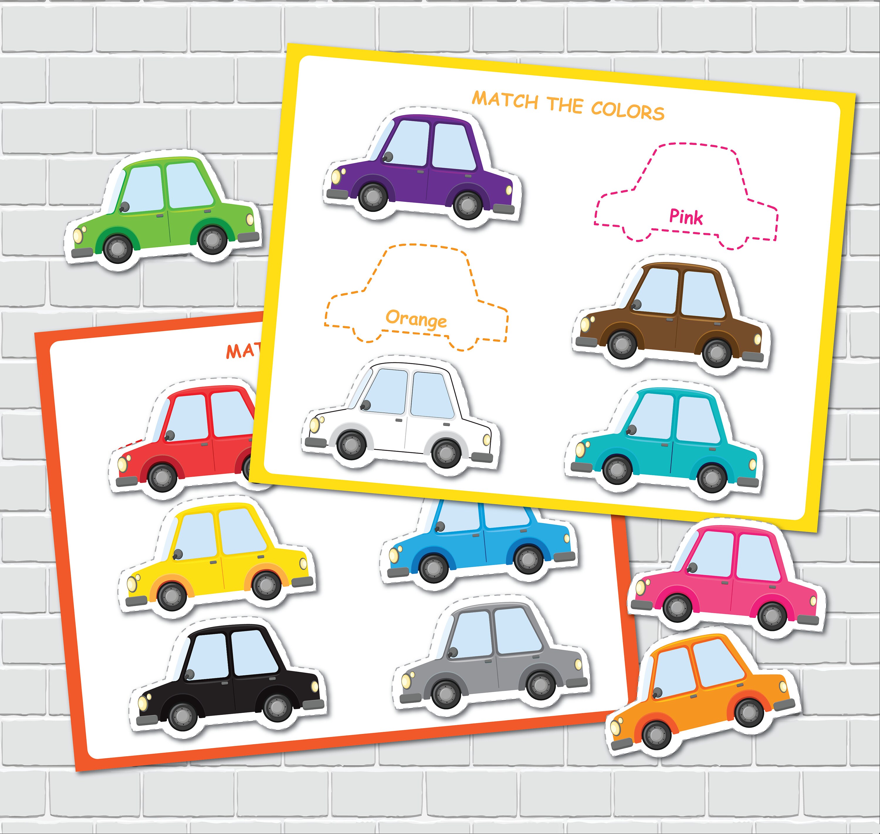 Cars Color Matching Activity for Kids, Toddler Printable, Montessori ...