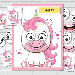 Emotions and Feelings Matching Game, Unicorn Theme Activity for Kids ...