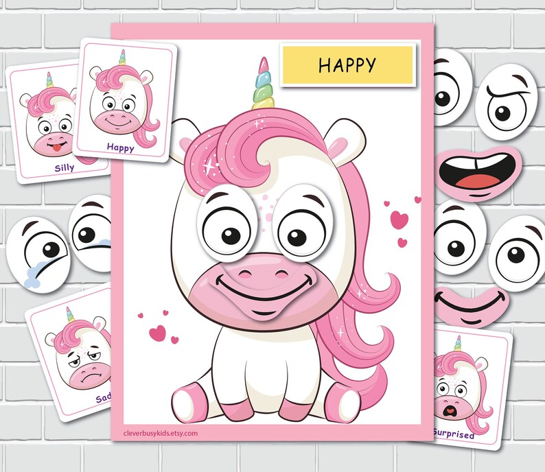 Emotions and Feelings Matching Game Unicorn Theme Activity - Etsy