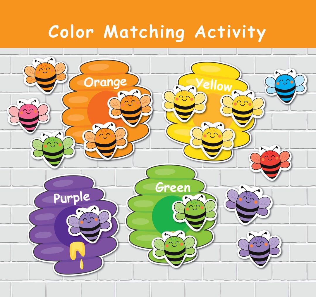 Bees and Beehive Color Matching Activity for Kids, Summer Busy Book ...