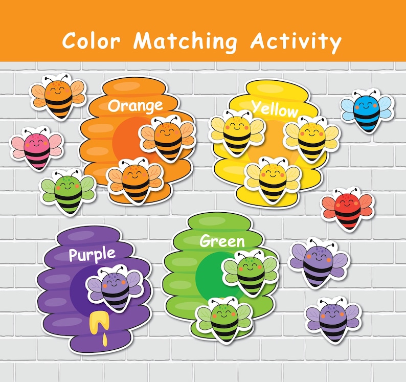 Bees and Beehive Color Matching Activity for Kids, Summer Busy Book ...