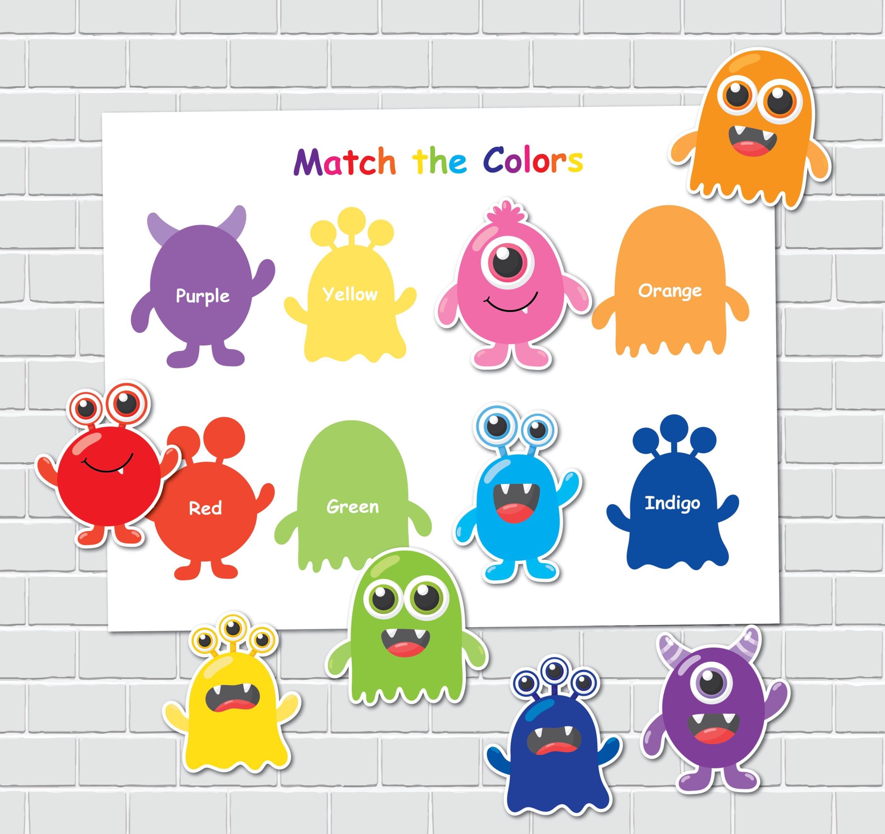 Monsters Color Matching Activity for Kids, Toddler Color Printables - Etsy