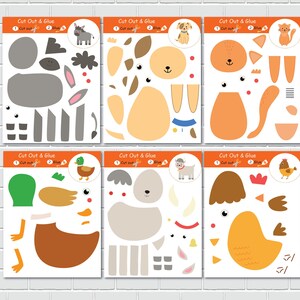 Farm Cut Out and Glue Crafts for Kids. Scissors Skills Activity. Fine ...