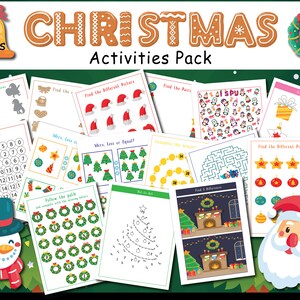 Christmas Printable Activities Pack for Kids, Preschool Learning ...