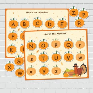 Pumpkin Alphabet Matching Activity, Fall Busy Book Page, Learning ...