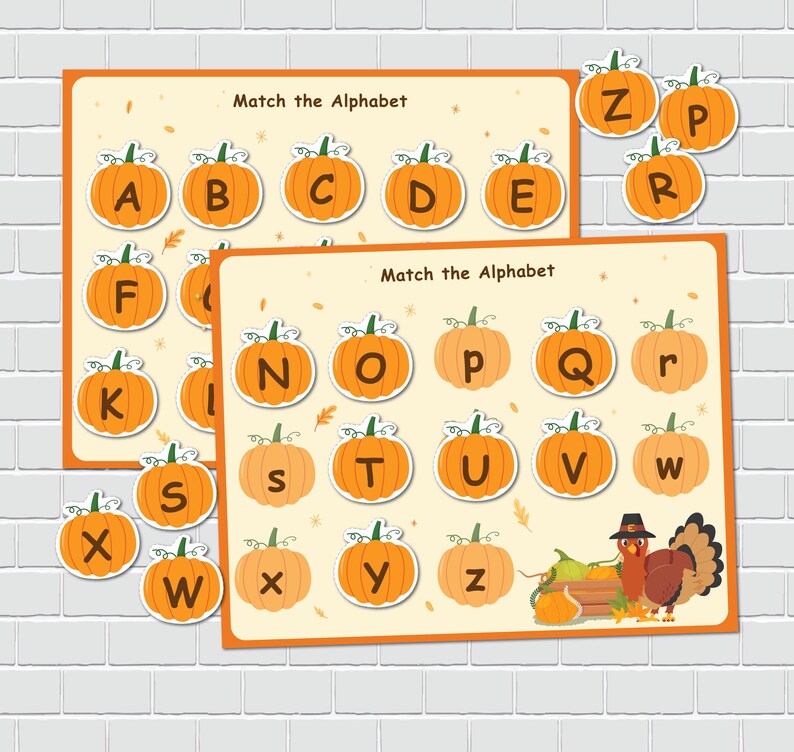 Pumpkin Alphabet Matching Activity, Fall Busy Book Page, Learning ...
