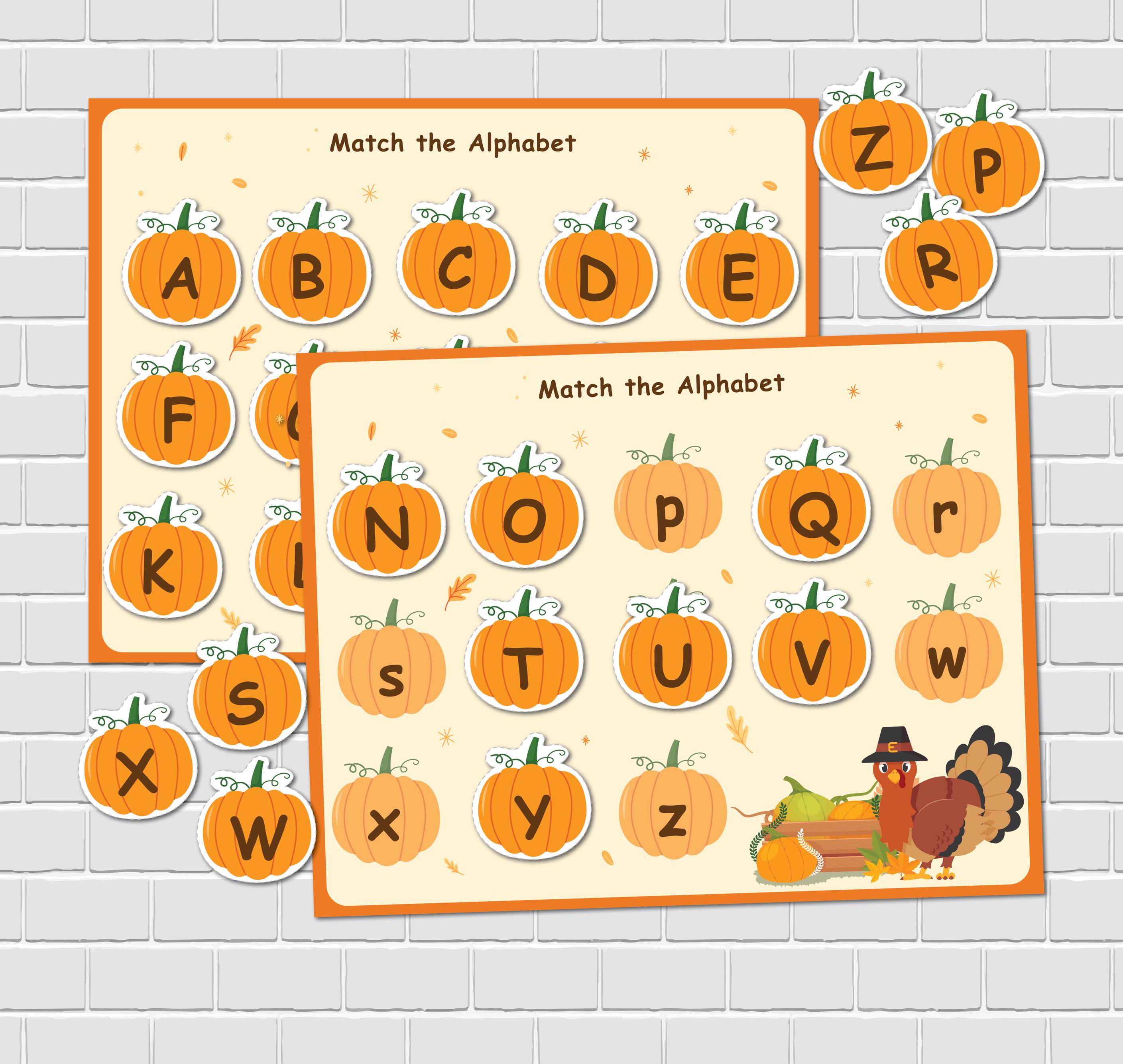 Pumpkin Alphabet Matching Activity, Fall Busy Book Page, Learning ...