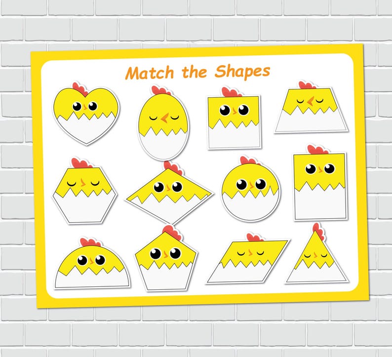 Chick Shape Matching Activity: Farm Busy Book Page (digital Download ...