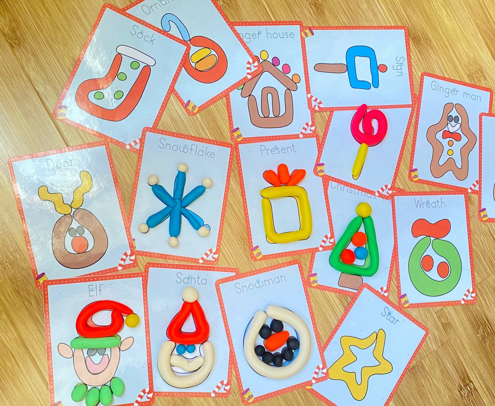 Christmas Play Dough Mats, Printable Play Doh, Visual Cards, Toddler ...