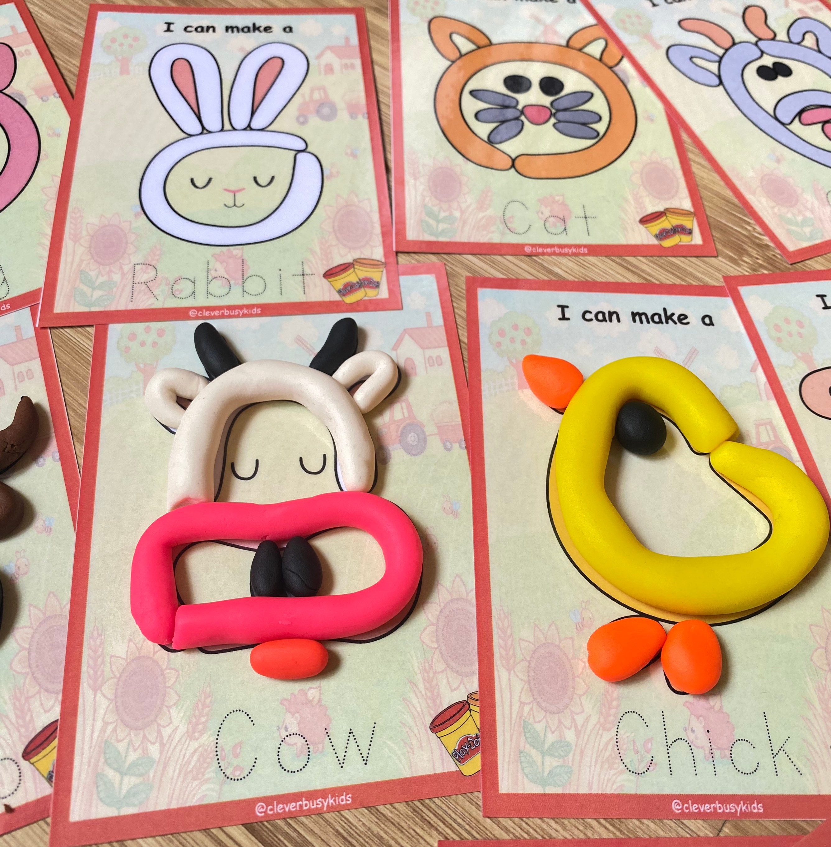 Farm Animals Play Doh Mats, Printable Play Dough, Montessori Play Doh ...