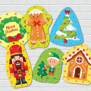 Christmas Lacing Cards, Preschool Fine Motor Skills Activity, Toddler ...