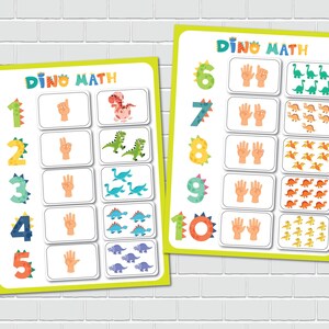 Dinosaur Math Activities for Kids, Count and Match Numbers, Preschool ...