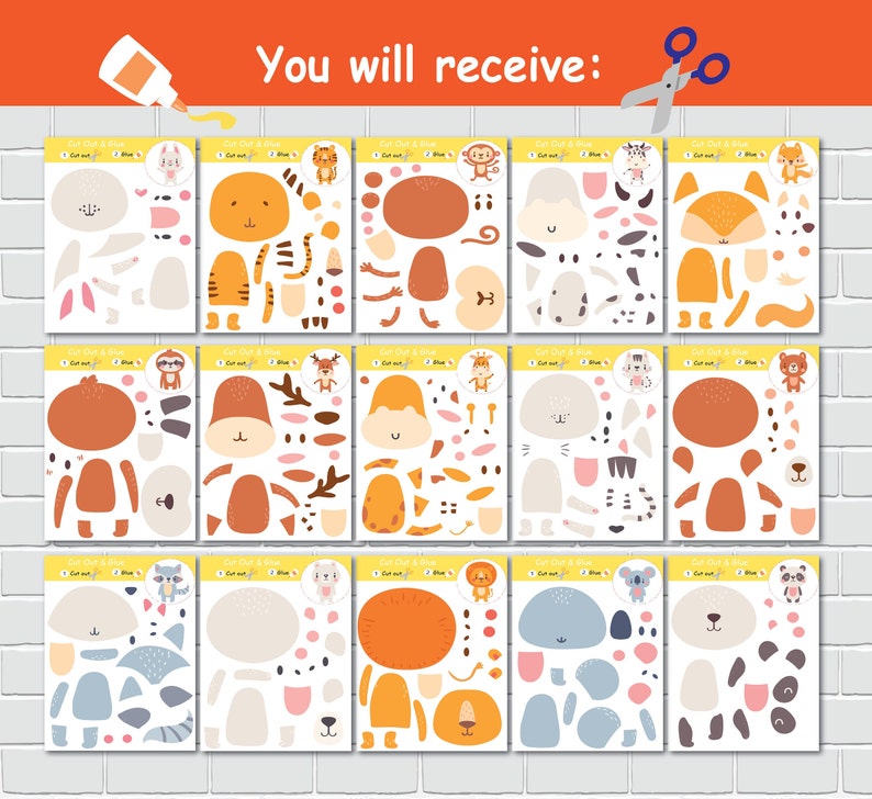 Cut Out and Glue Crafts for Kids. Scissors Skills Activity. - Etsy