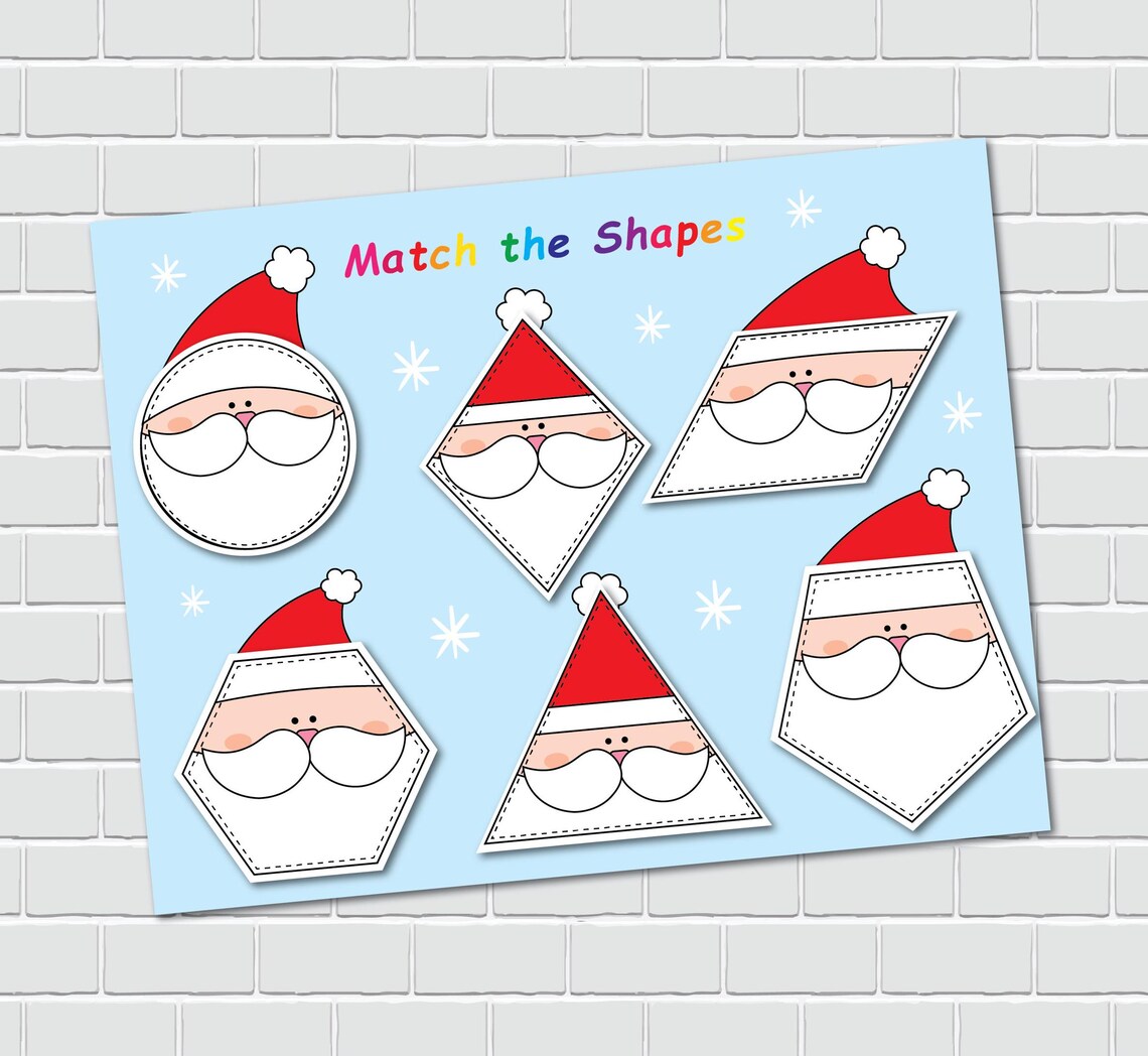 Santa Shapes Matching Activity, 2D Shapes, Christmas Busy Book Page ...