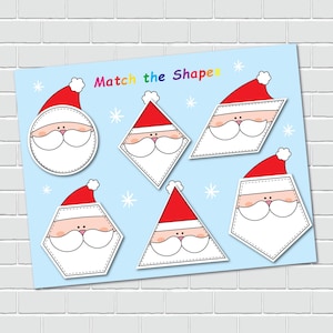 Santa Shapes Matching Activity, 2D Shapes, Christmas Busy Book Page ...