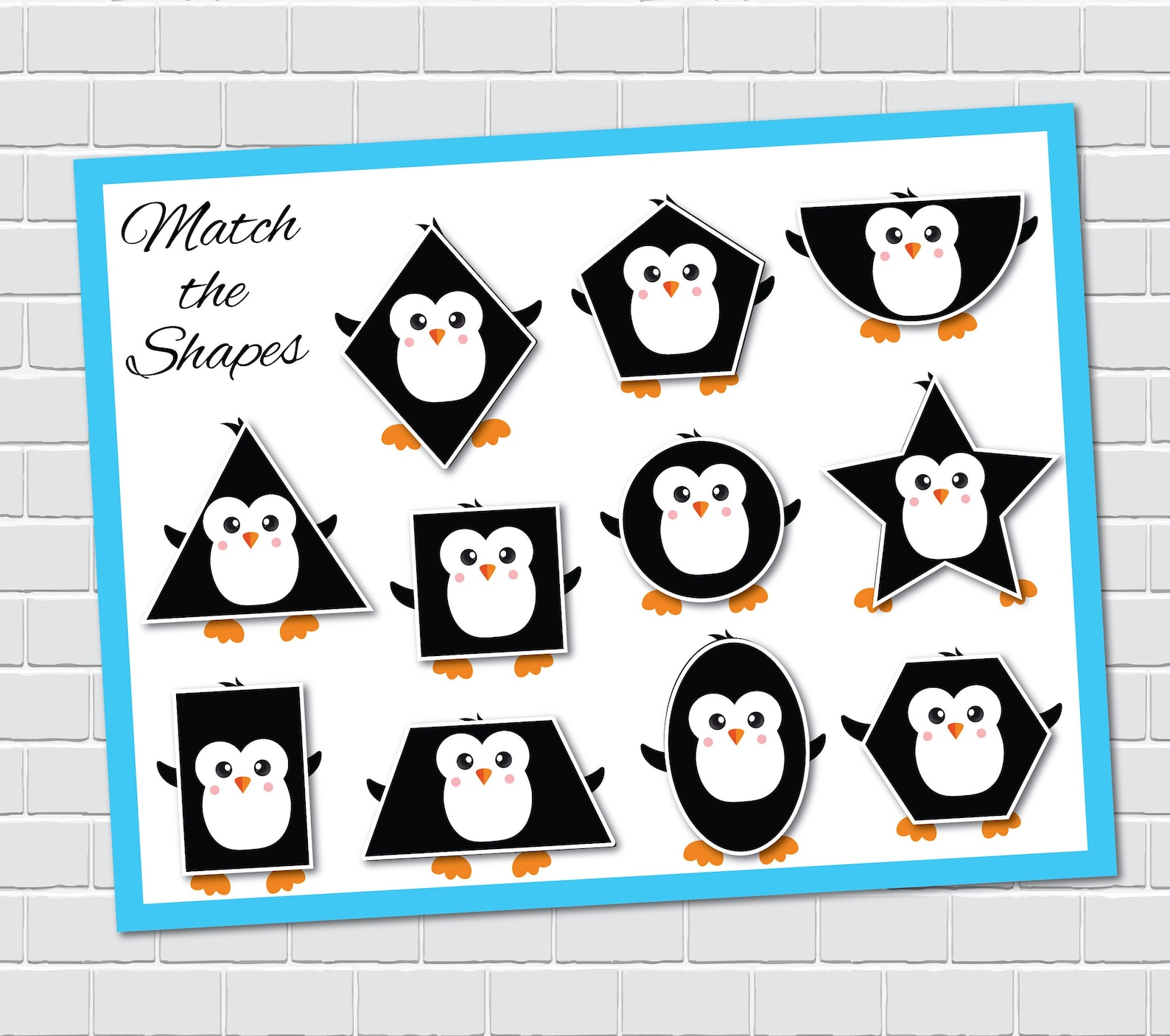 Penguin Shape Matching Activity, 2D Shapes, Winter Busy Book Page, File ...