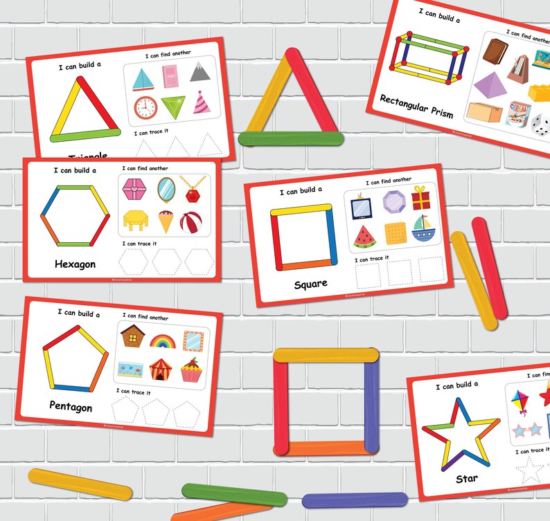 Popsicle Sticks Shapes Activity for Preschool and Kindergarten, Fine ...