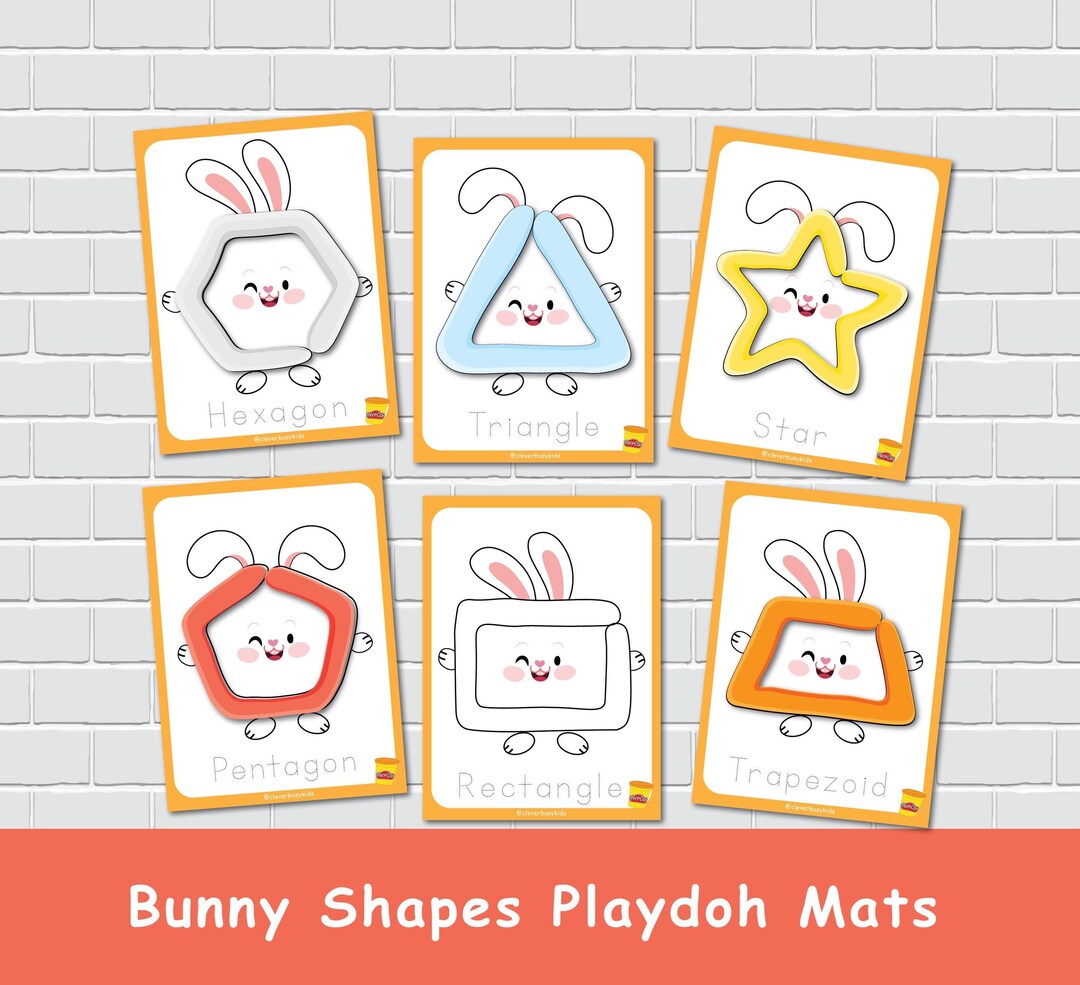 Bunny Shapes Play Dough Mats, Printable Play Doh, Toddler Quiet Time ...
