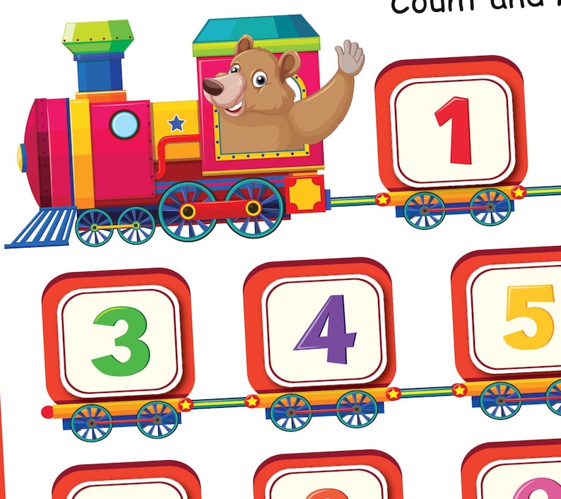 Train Numbers Matching for Kids, Count and Match Game, Toddler Busy ...