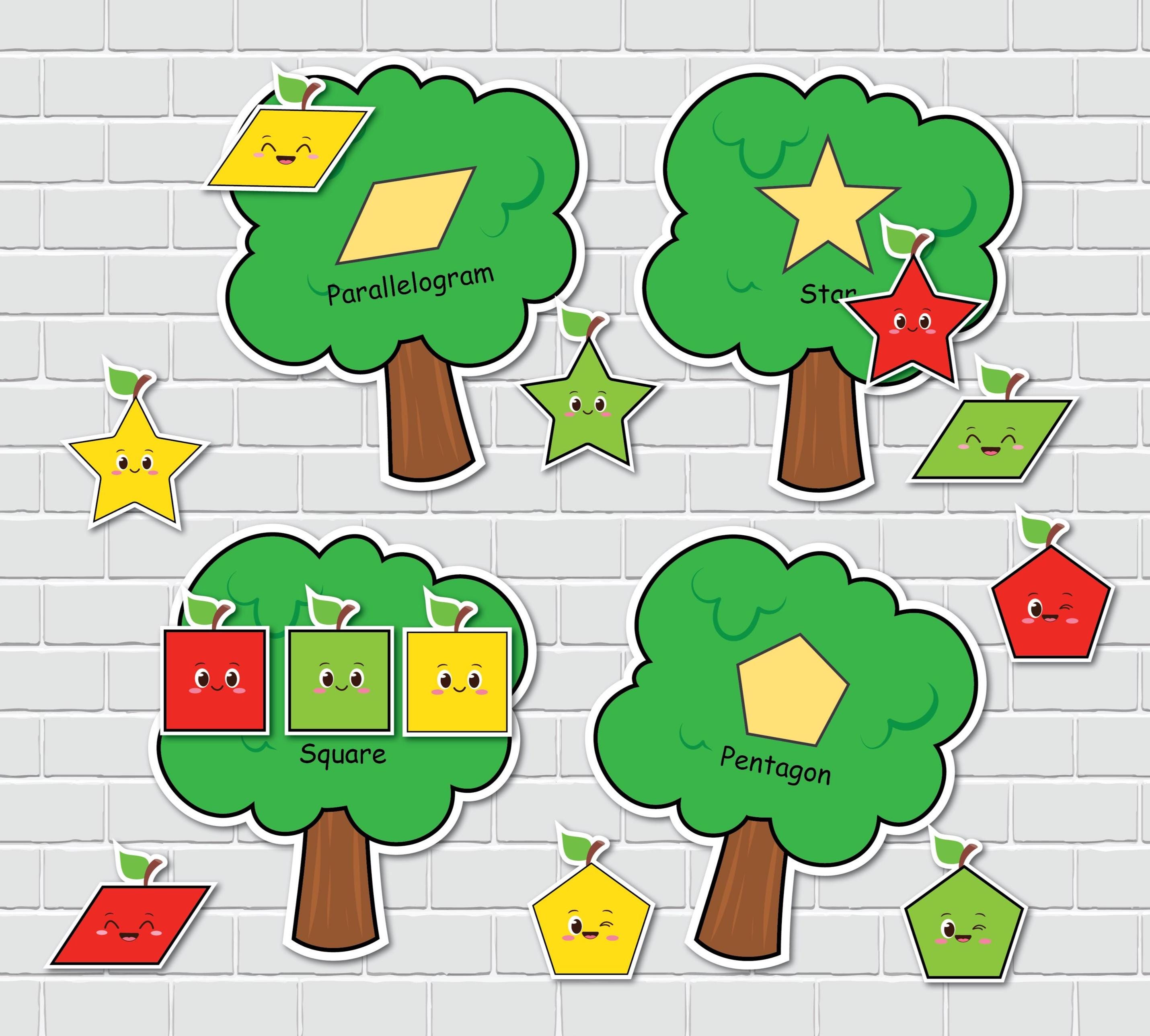 Apple Shapes Matching Actvity. Toddlers Sort and Match Game. Homeschool ...