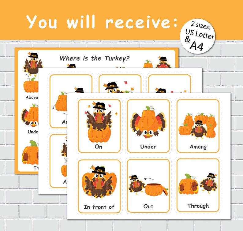 Turkey Prepositions Activity: Positional Words Poster & Flashcards ...