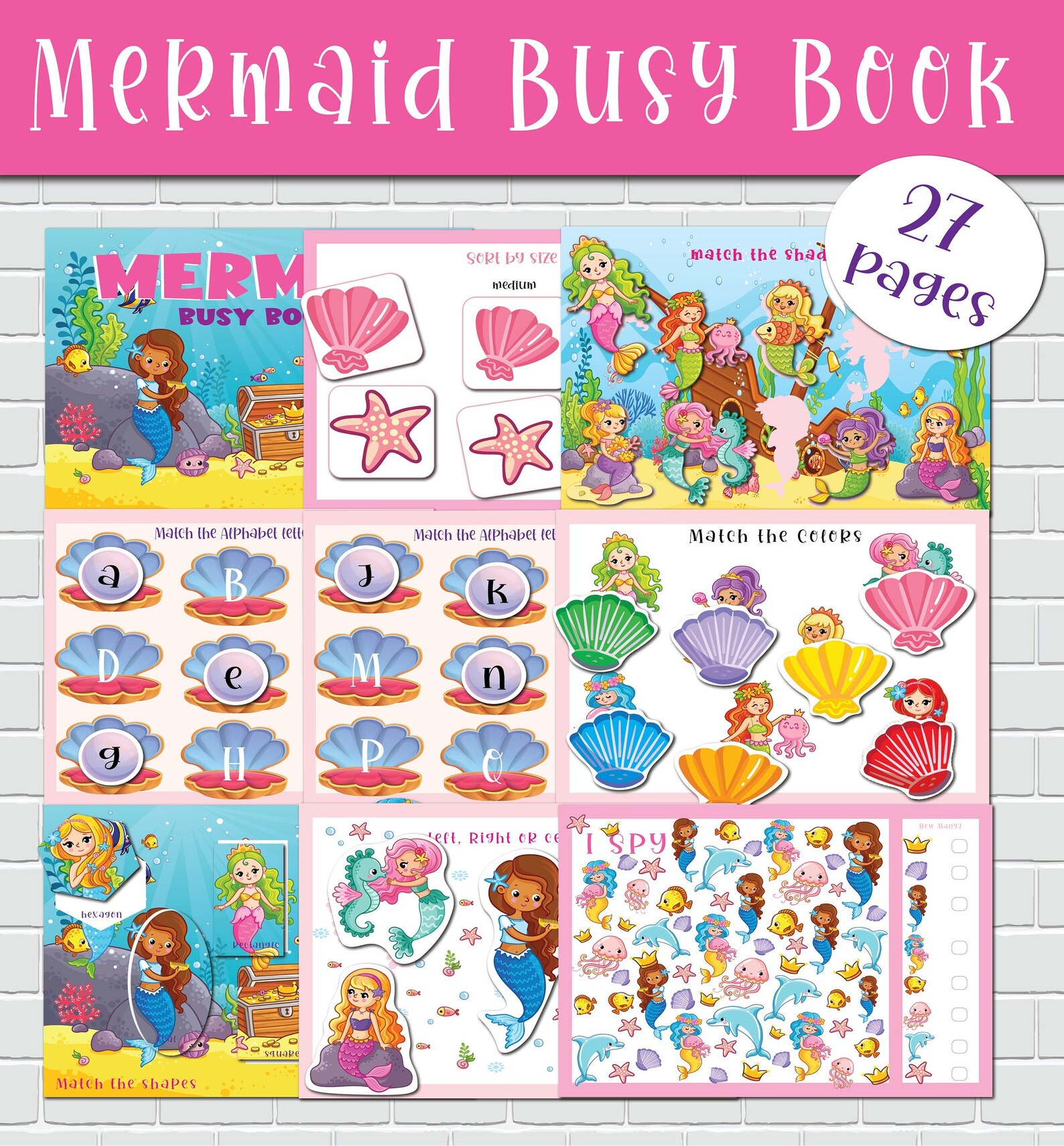 Mermaids Busy Book for Girls. Printable Activities. Pre-k - Etsy