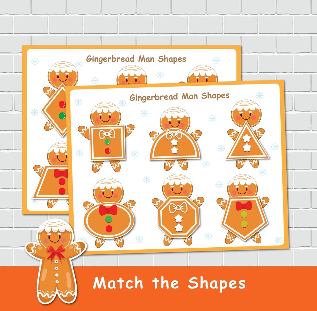 Gingerbread Man Shape Matching Activity, 2D Shapes, Christmas Busy Book ...